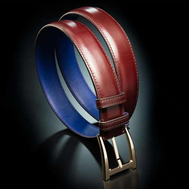 Burgundy box calf belt - luxury custom-made belts