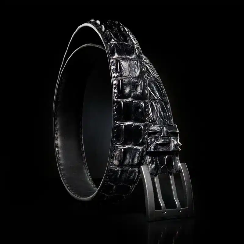 Black hornback crocodile belt - Luxury custom-made belts