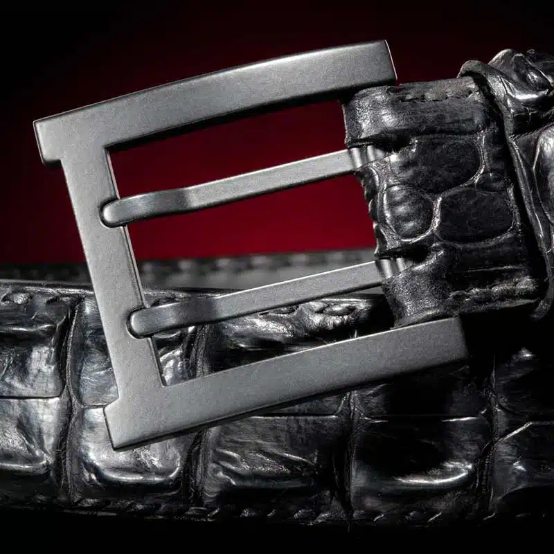 Black hornback crocodile belt - Luxury custom-made belts