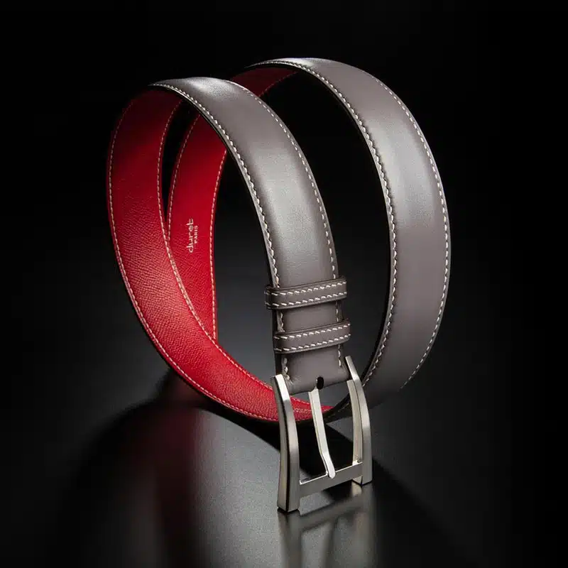 Polar gray smooth calfskin belt - luxury custom-made belts