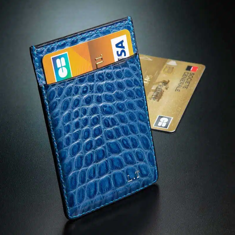 Indigo blue crocodile card case - Luxury leathergoods