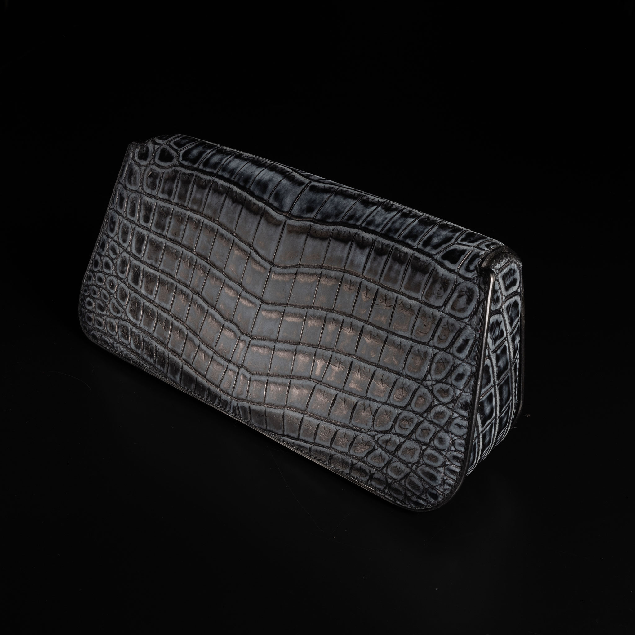 Noa Anthracite Nubuck Crocodile Bag - Duret Paris